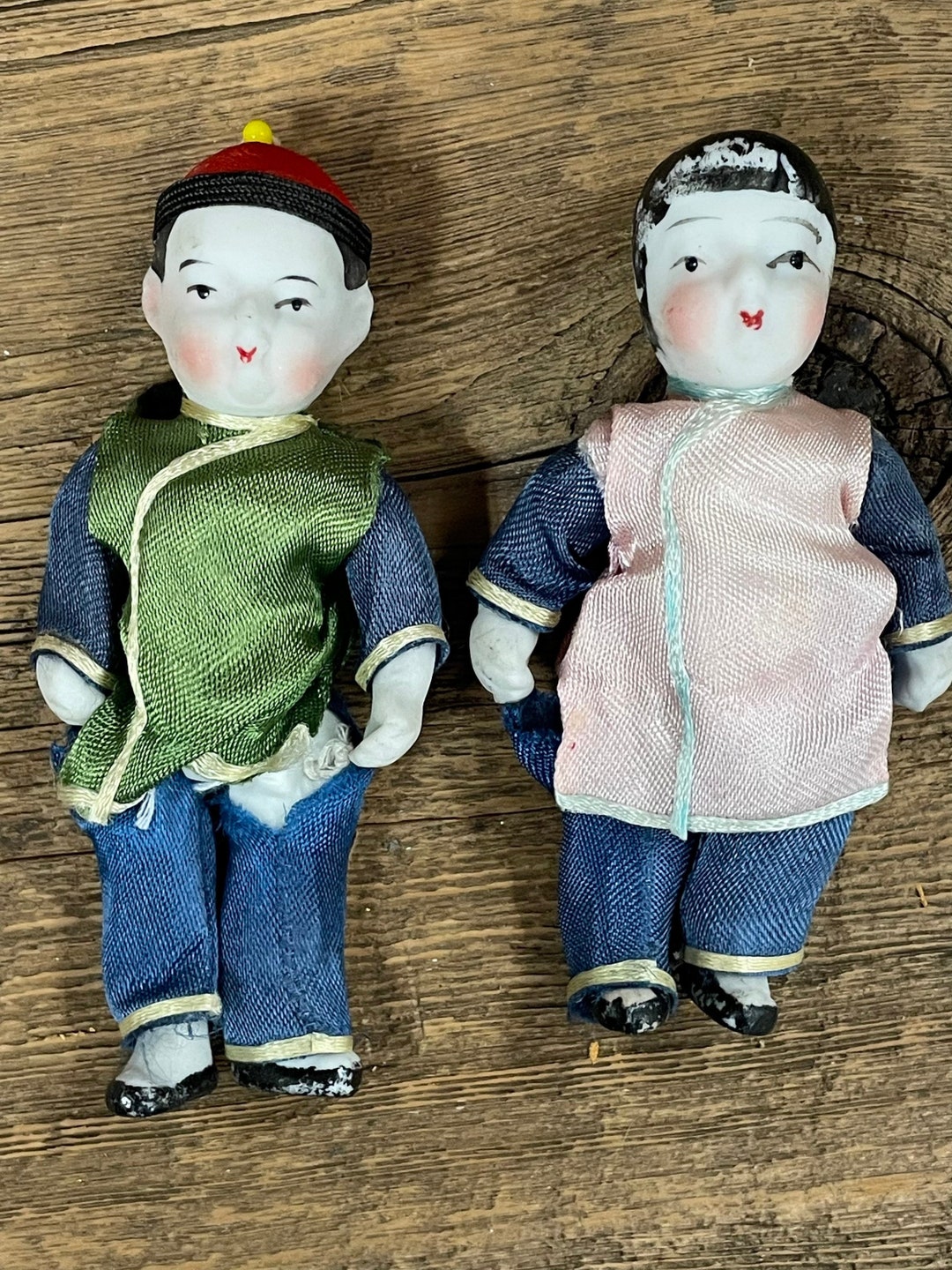 Porcelain China Bisque Mandarin Couple Pose-able Jointed Bisque ...