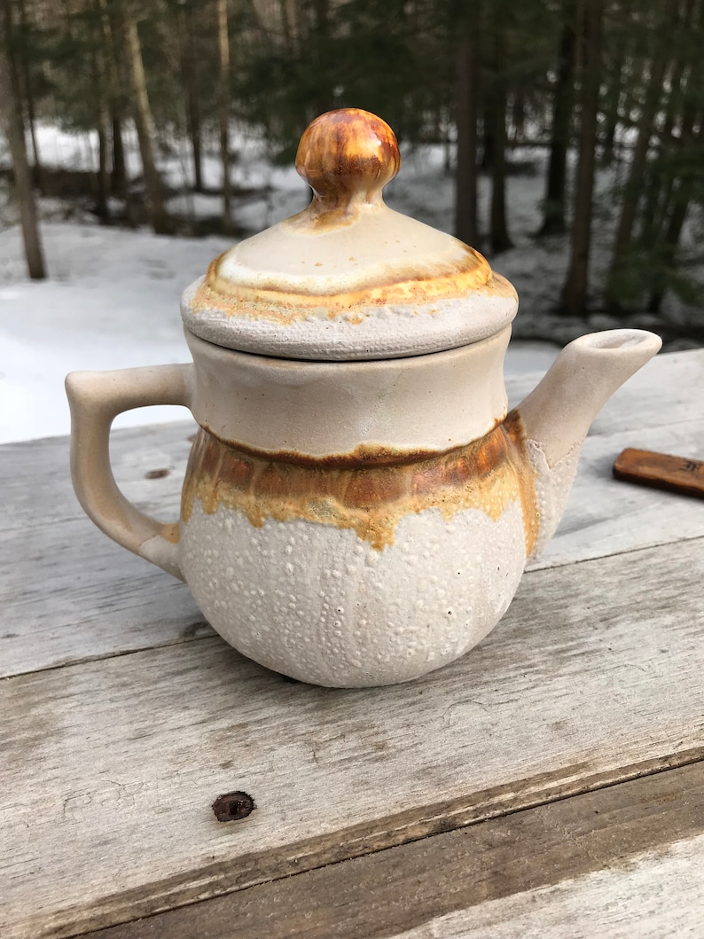 Teapot Tundra Pattern Quebec Laurentian Pottery 1970s Lava Drip Glaze ...