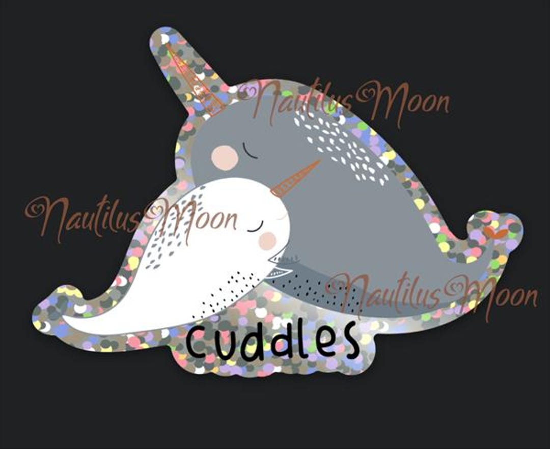 Narwhal Cuddles Cute Sparkle Glitter Die-cut 3 X 2.14" Free Shipping - Etsy