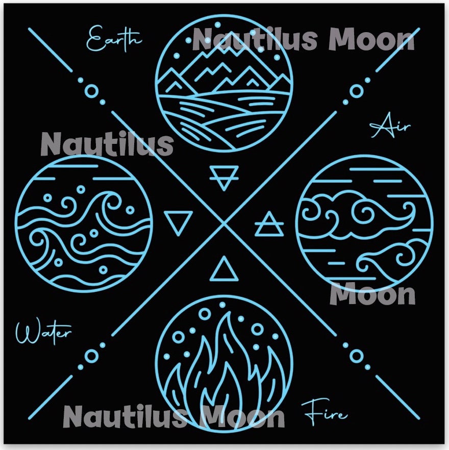 Earth Air Fire Water Elements Wicca Pagan Witch Occult Sticker Square 3 ...