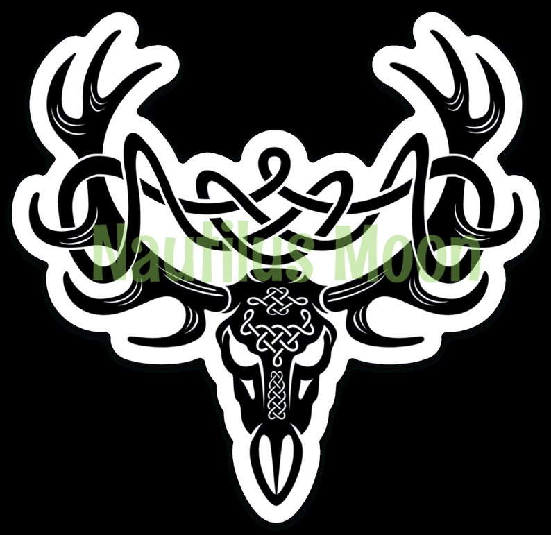 Celtic Deer Skull Label/sticker Die Cut 2.9h X 3"w - Free Shipping - Etsy