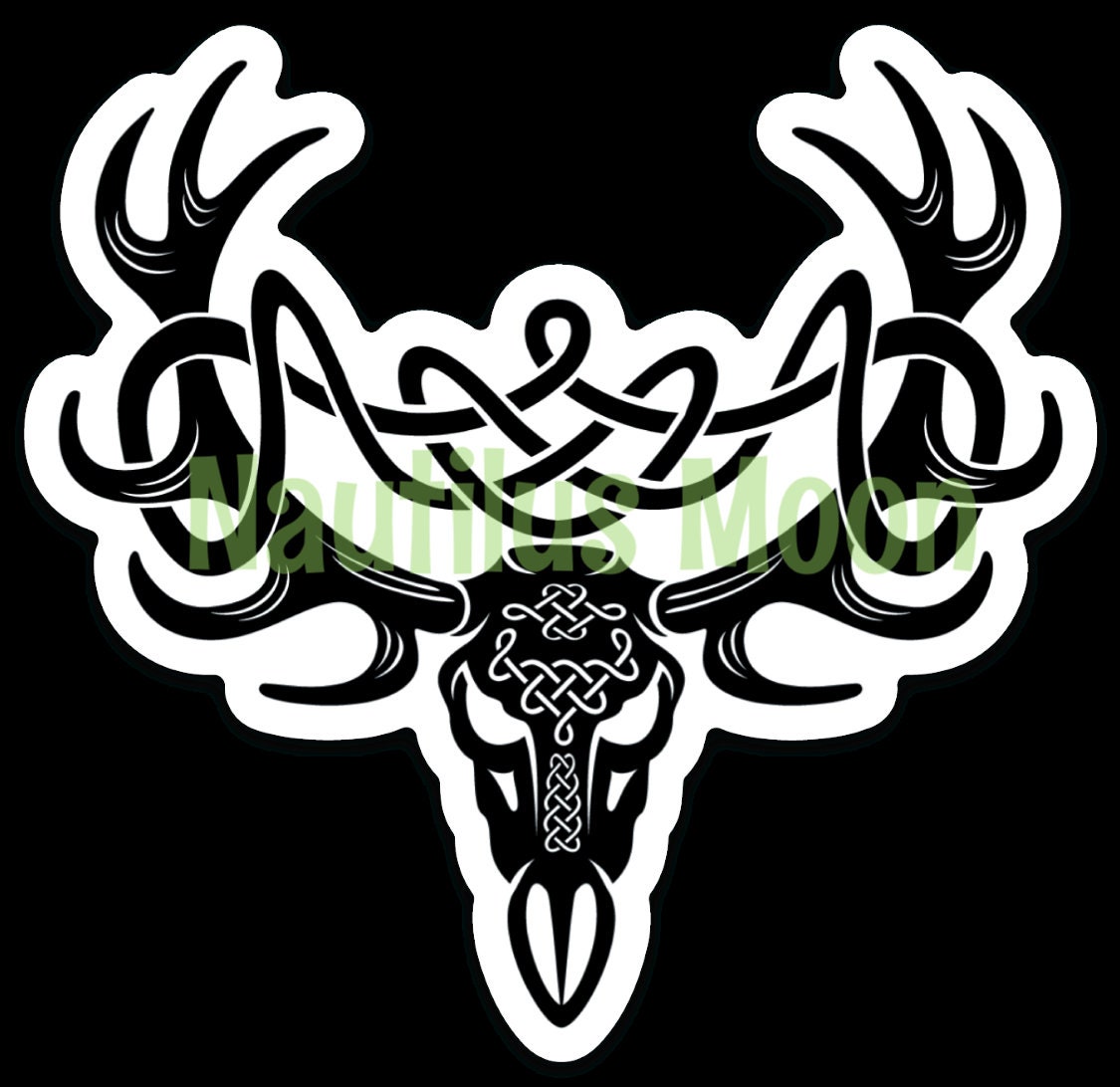 Celtic Deer Skull Label/sticker Die Cut 2.9h X 3"w - Free Shipping - Etsy