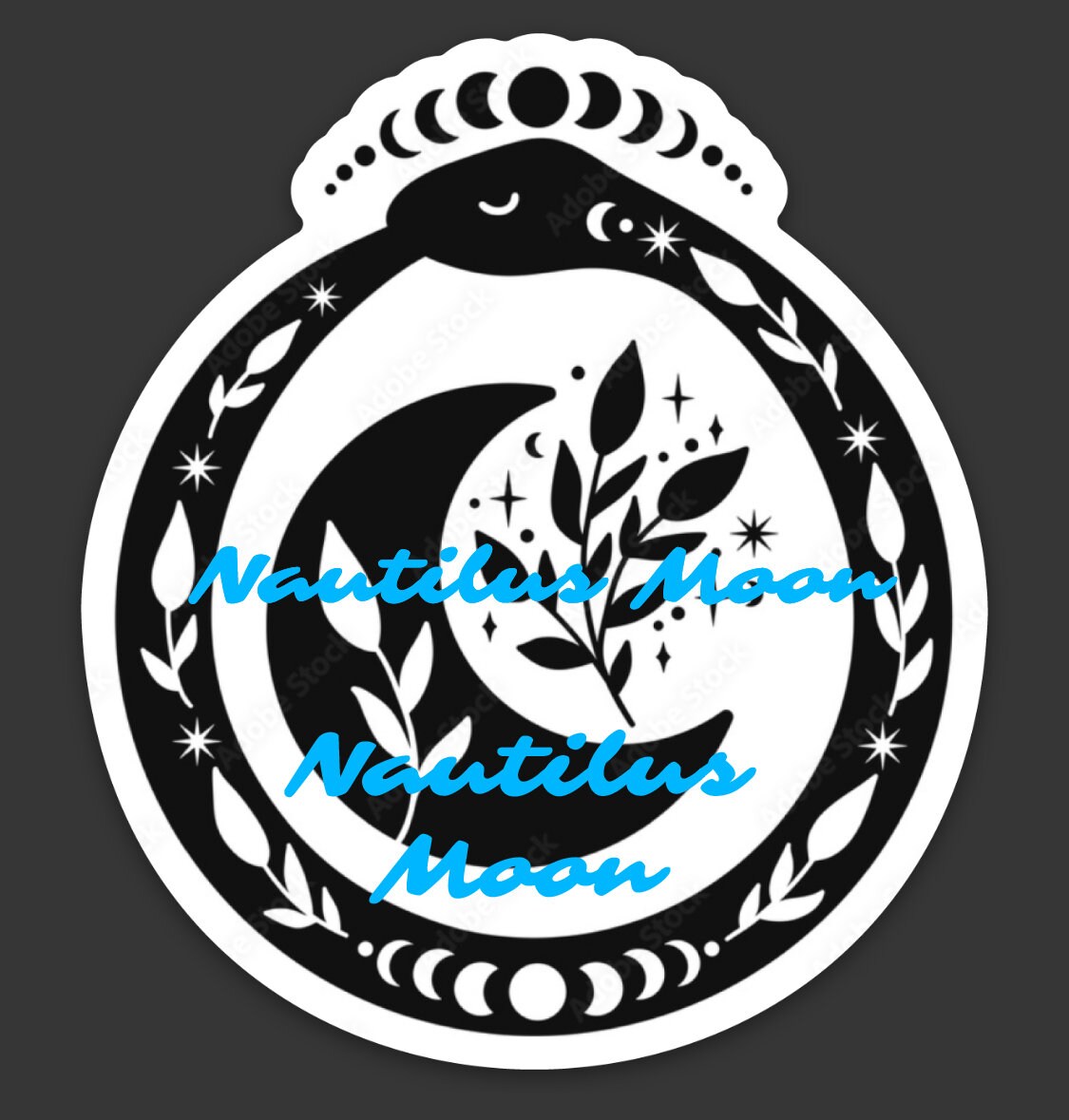 Mystical Snake / Ouroboros and Moons With Herbs Sticker Die-cut 3" Tall ...