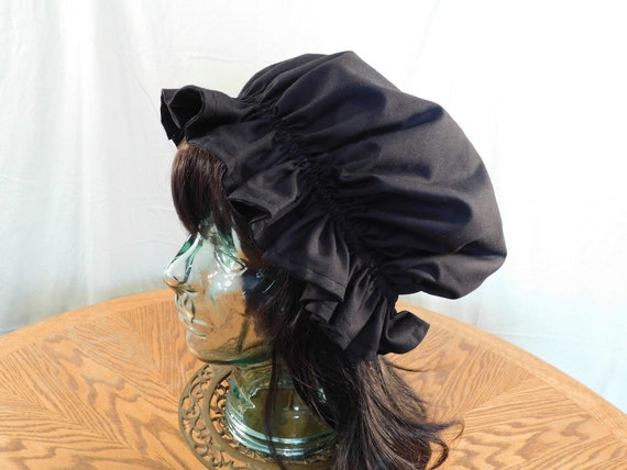 Black Mop Cap Mob Cap Maid Hat Maid Cap Prayer Bonnet - Etsy