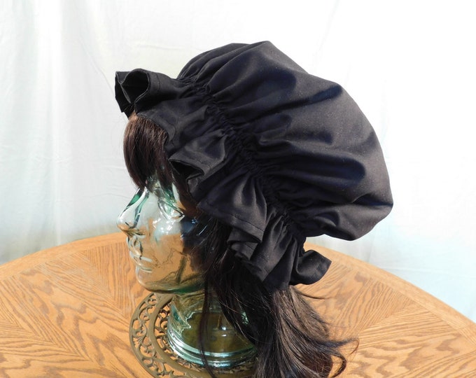 Black Mop Cap, Mob Cap, Maid Hat, Maid Cap, Prayer Bonnet, Pioneer ...