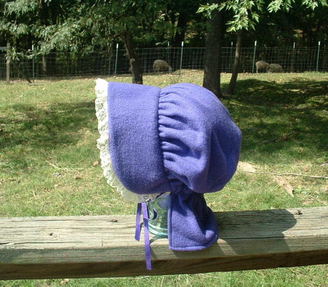 Amish Winter Bonnet, Purple Bonnet, Winter Hat, Woman Bonnet, Head ...