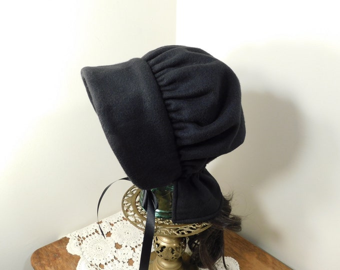 Black Bonnet, Amish Winter Bonnet, Pioneer Costume, Civil War, LDS ...