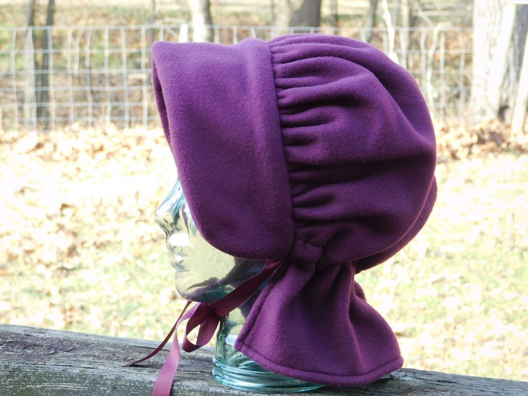 Grape Wine Winter Bonnet, Winter Hat, Amish Winter Bonnet, 1800s Head ...