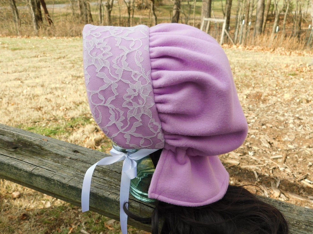 Lilac Winter Bonnet, Amish Winter Bonnet, Pioneer Trek Bonnet, LDS Trek ...