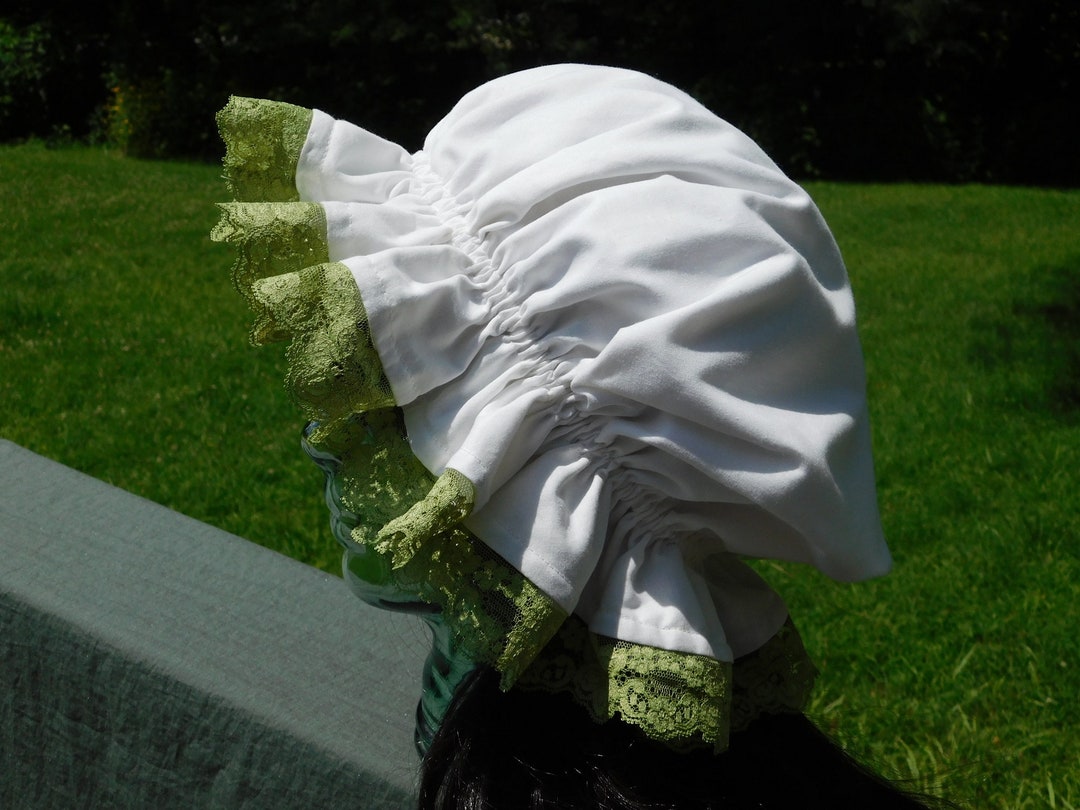 Mop Cap, Olive Lace, Pioneer Mop Cap, Colonial Night Cap, Amish Bonnet ...