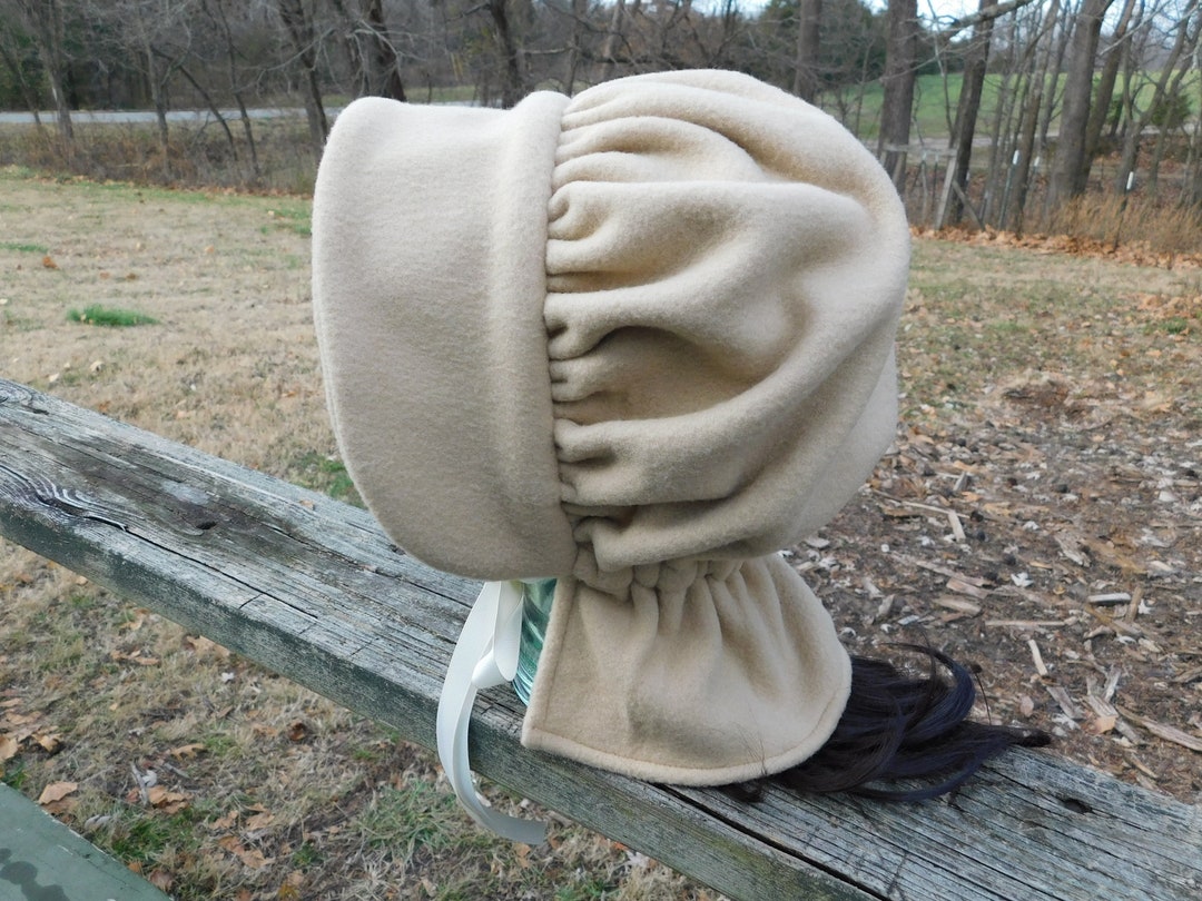 Tan Winter Bonnet, Amish Winter Bonnet, Polar Fleece Hat, Tan Bonnet ...