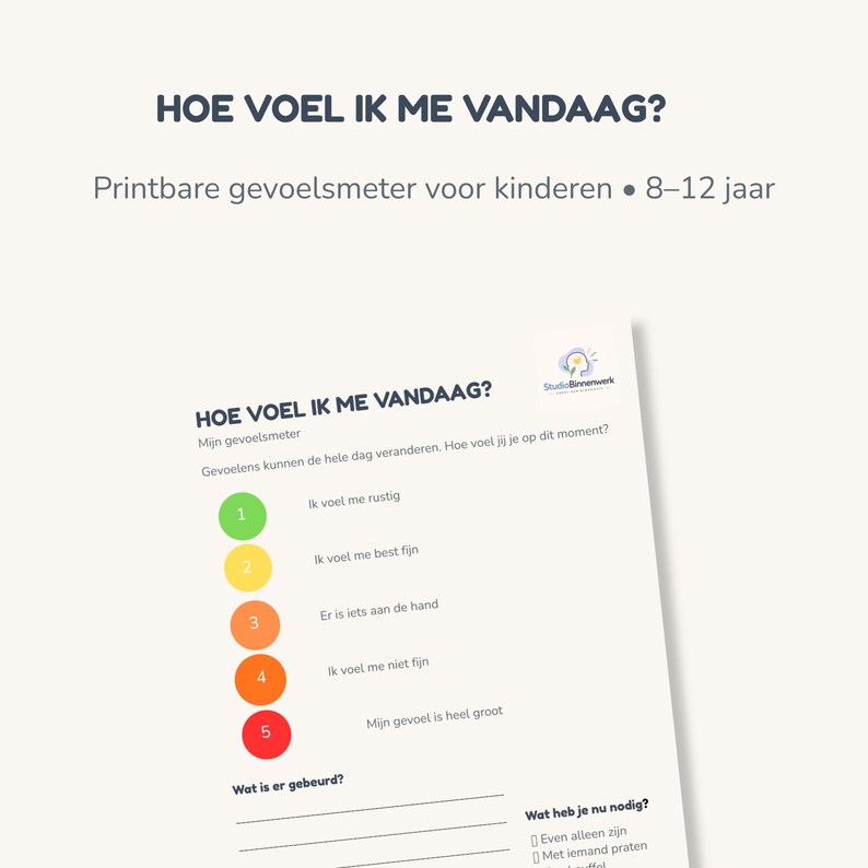 Kids Emotions Meter DUTCH | Printable Emotions Worksheet | Recognizing ...