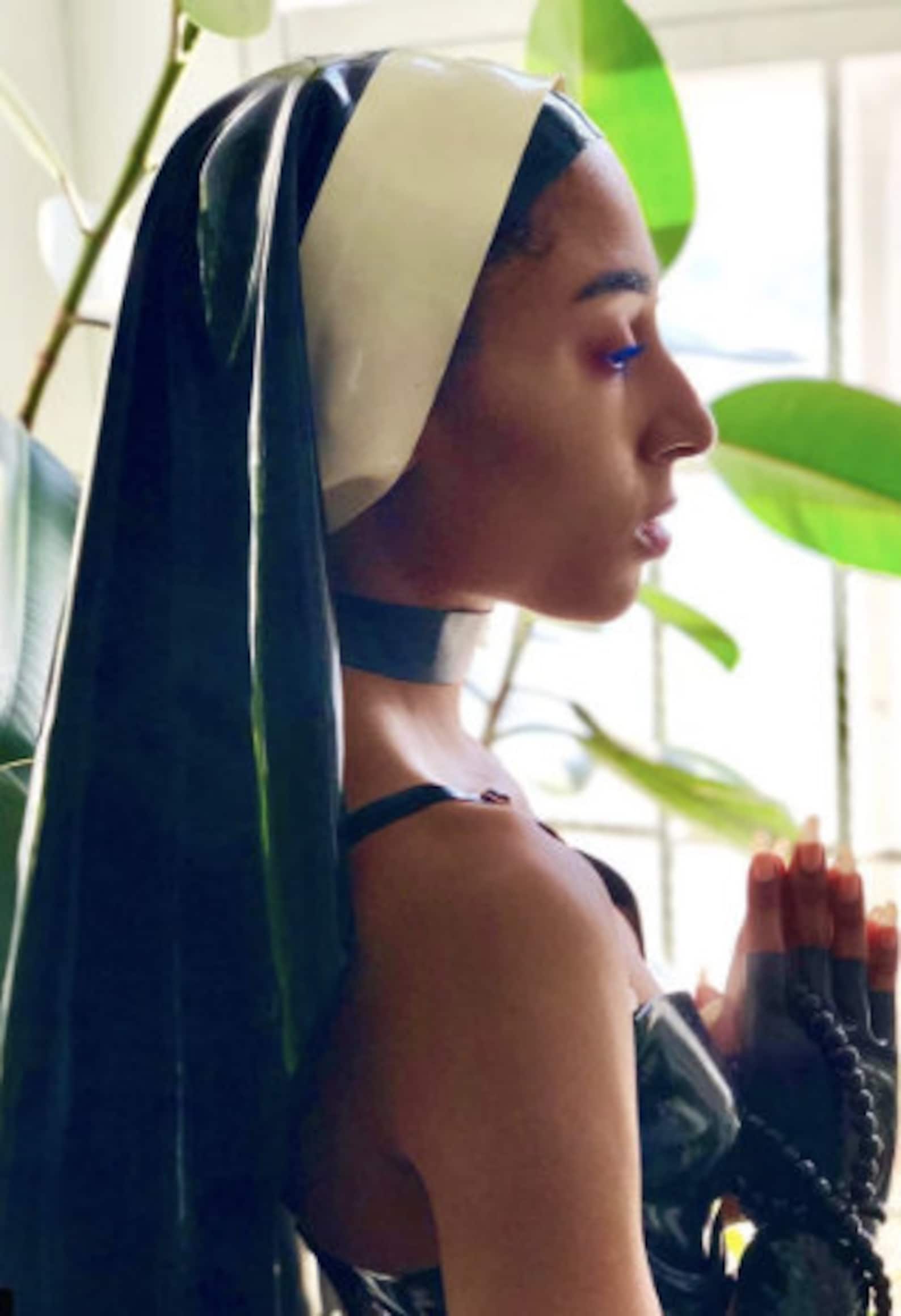 Latex Rubber Nuns Habit Hood Costume by VEX Clothing Role - Etsy