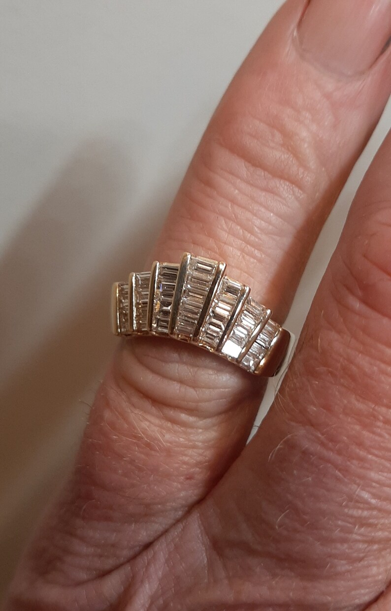 Diamond Waterfall Gold Ring - Etsy