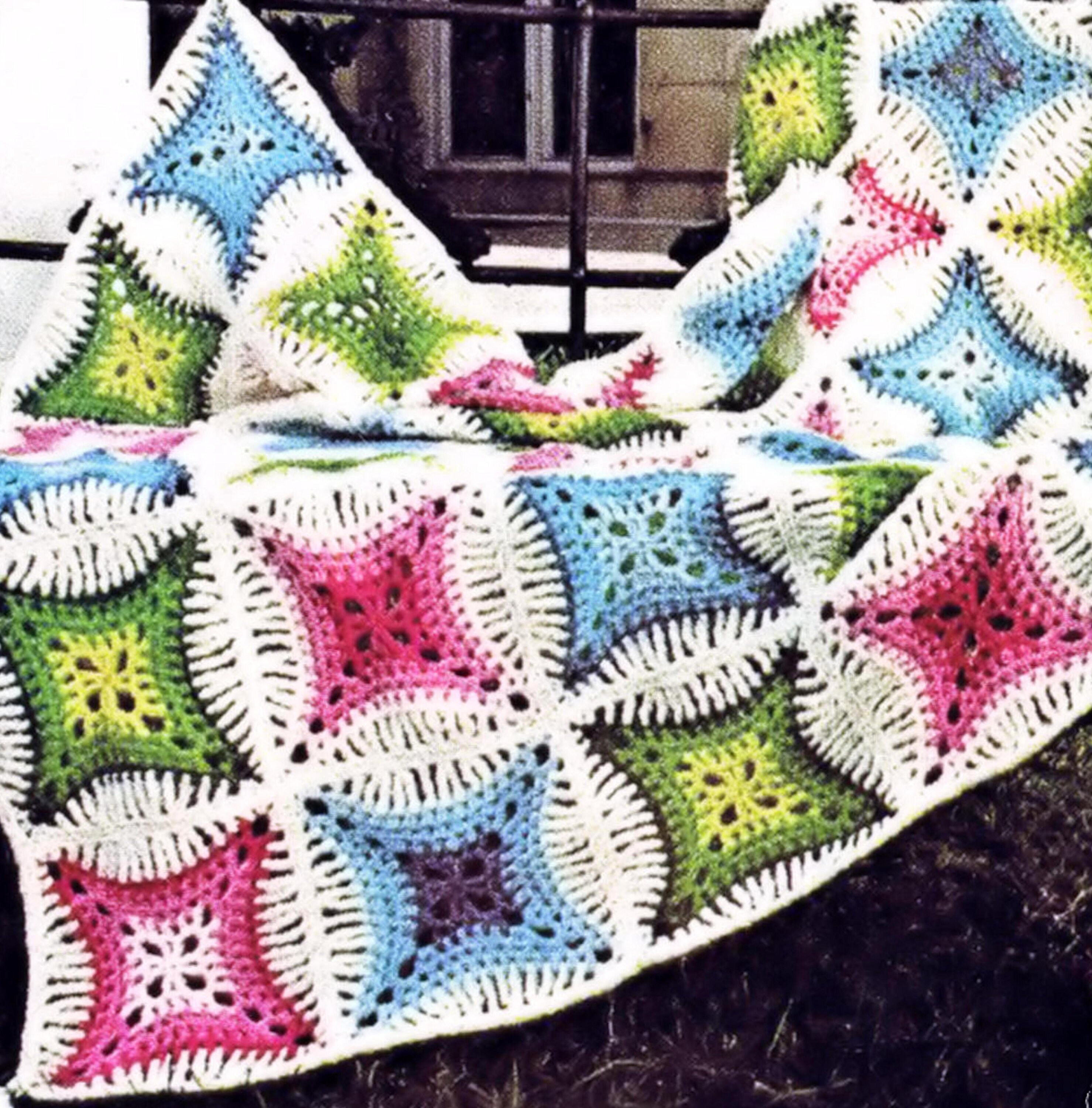 Vintage Crochet Cathedral Window Afghan Blanket Crochet Pattern PDF ...