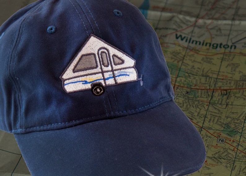 A-frame Pop up Camper Camp Gear Navy Baseball Cap Dad Gift - Etsy