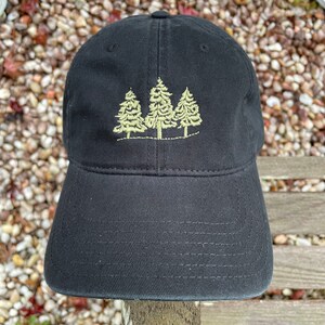 Pine Trees Embroidery on a Black Baseball Hat - Etsy