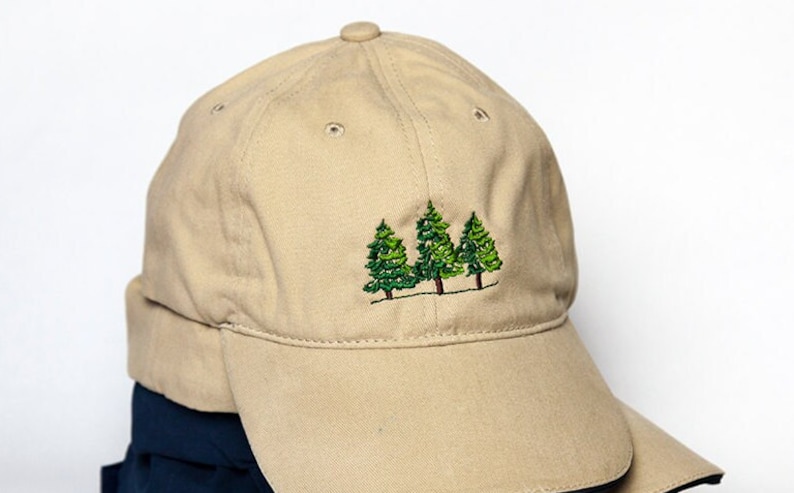 Pine Trees Embroidered on Kahiki Baseball Hat - Perfect Summer Outdoor ...