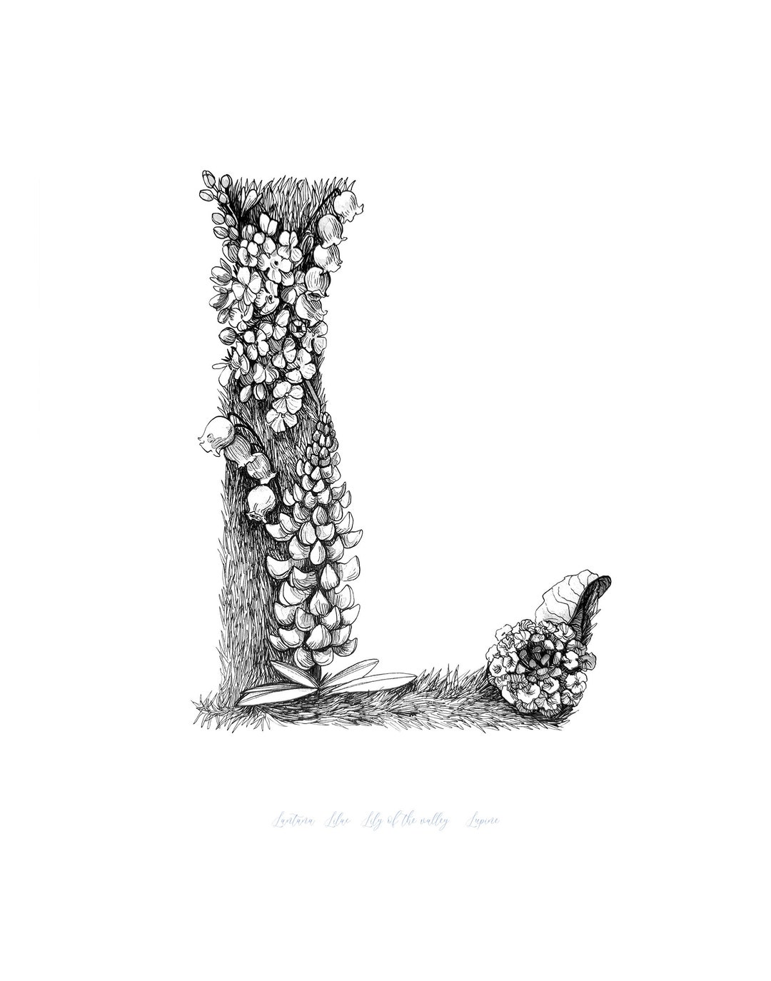 Hand Drawn Botanical Letter - L - Etsy