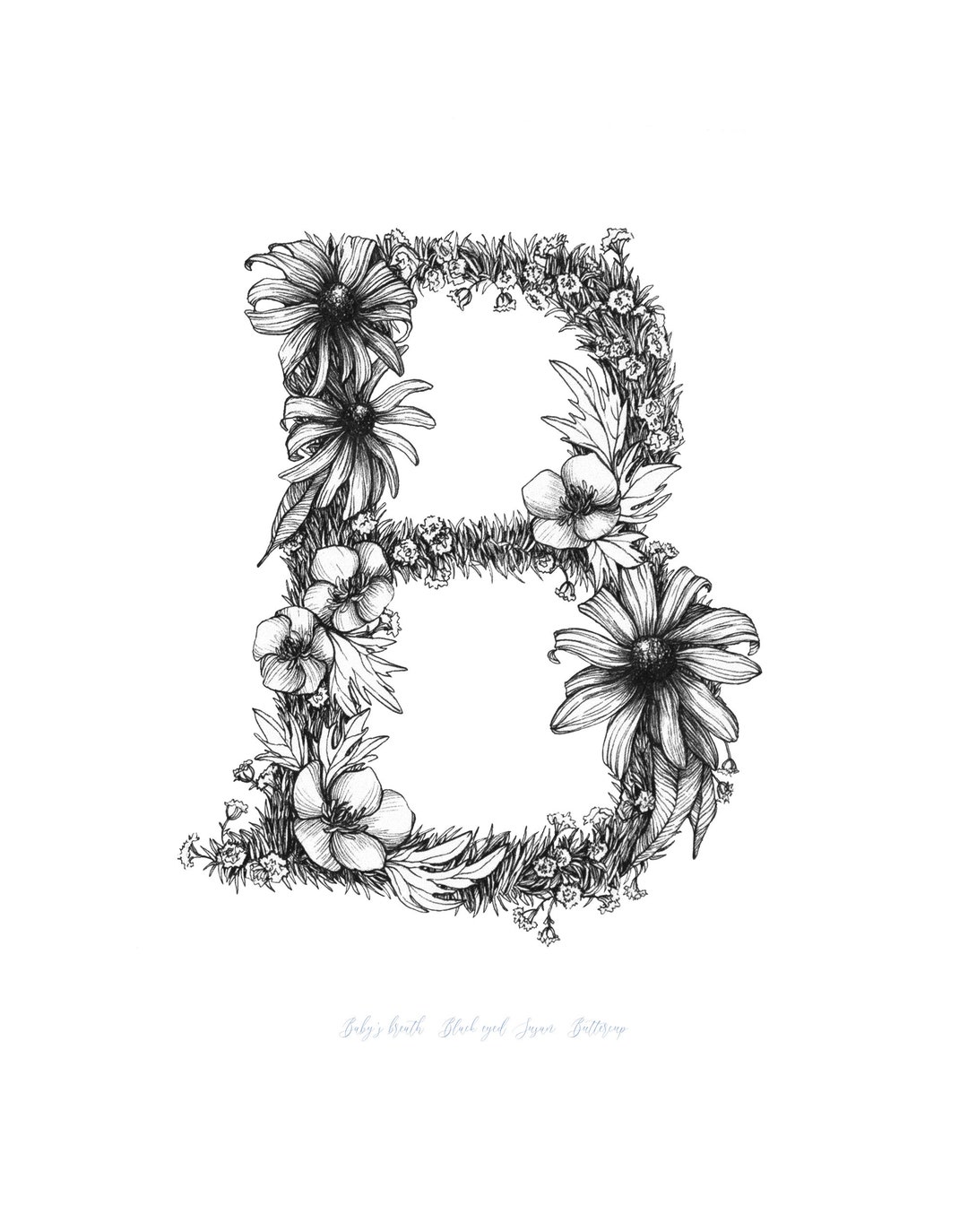 Hand Drawn Botanical Letter - B - Etsy
