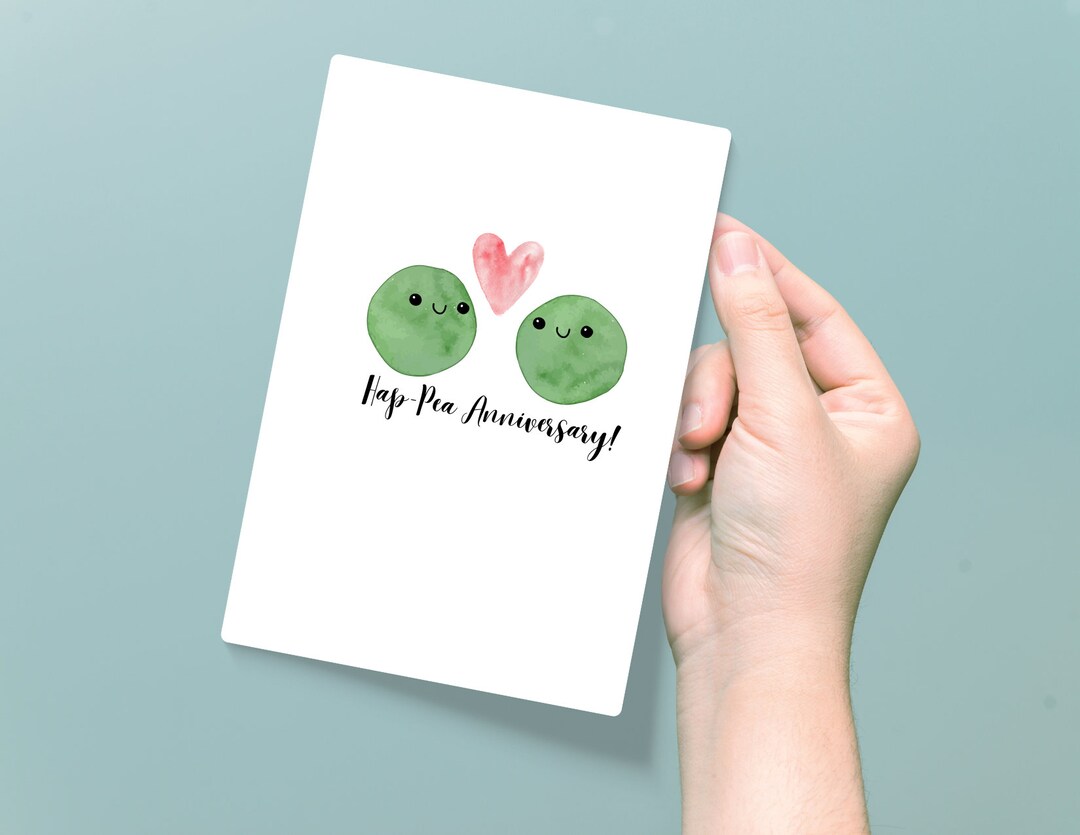 Happy Peas, Anniversary Card, Cute Peas Card, Cute Anniversary Card ...