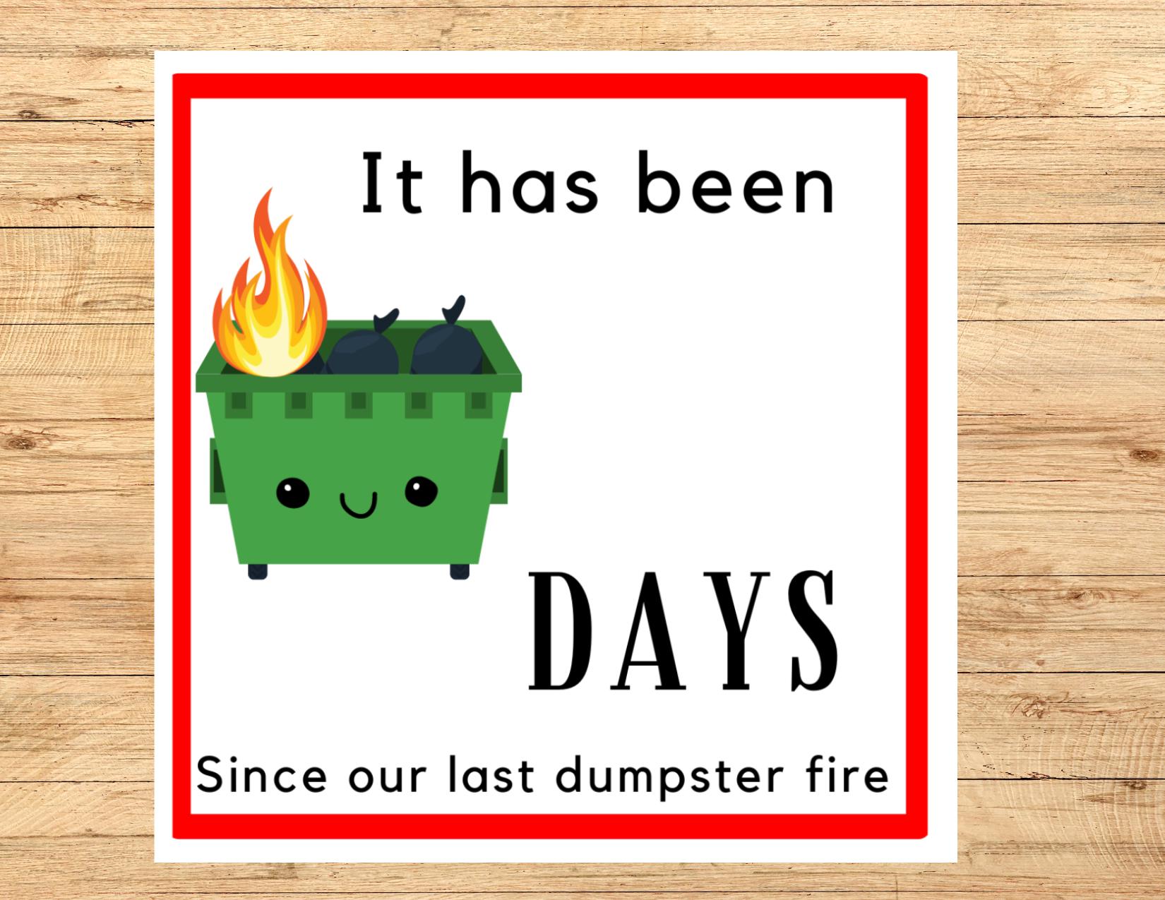 Dumpster Fire Countdown Sticker, It's Fine, I'm Fine, Everything's Fine ...