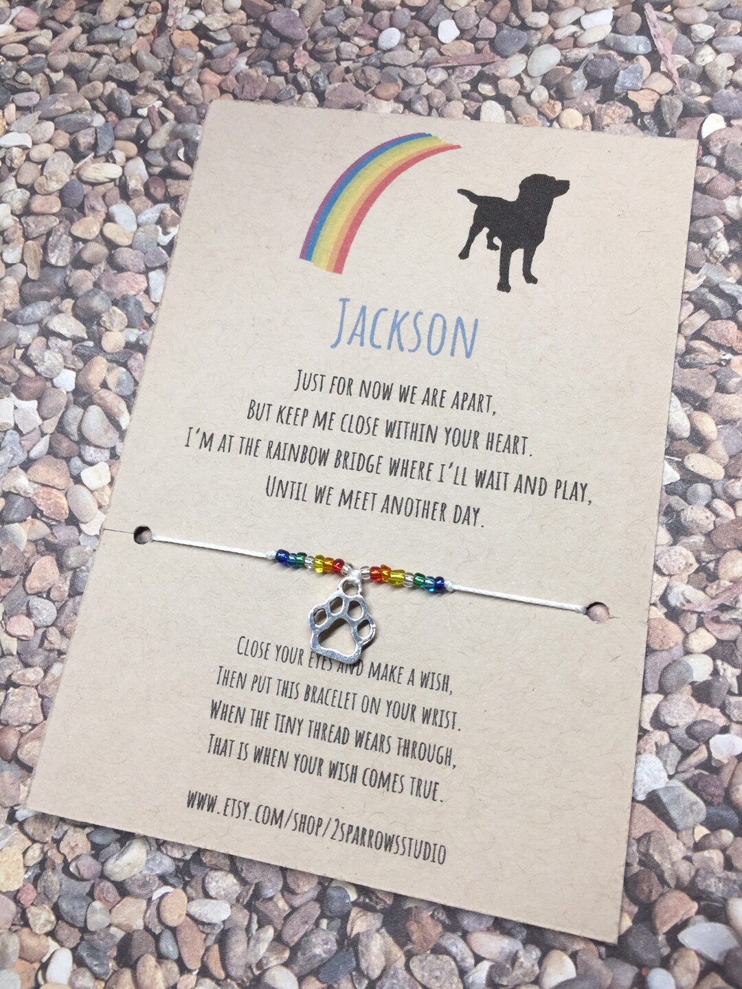 Custom Rainbow Bridge Wish Bracelet, Pet Loss, Pet Sympathy Gift, Pet ...