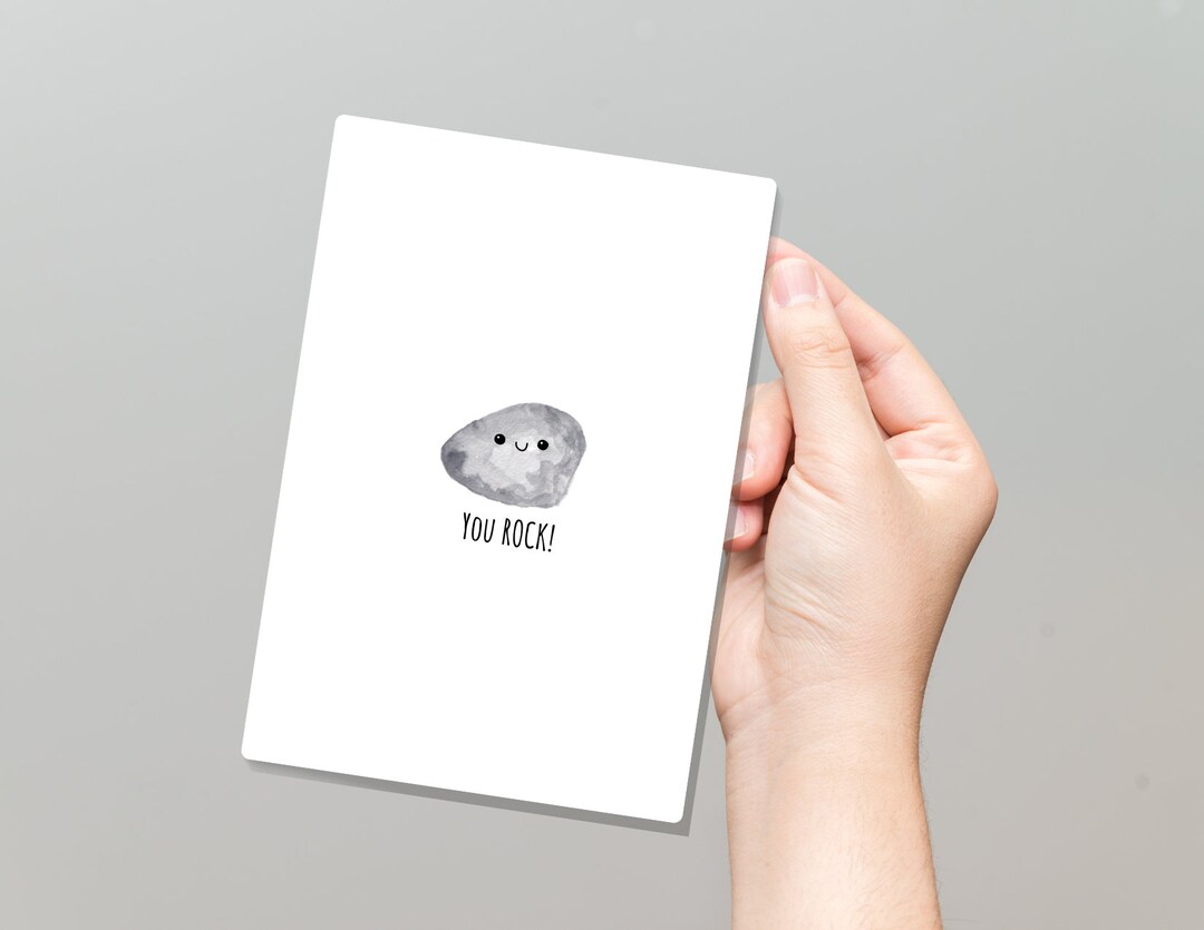 You Rock, Cute Rock Card, Encouragement, Kawaii Rock - Etsy