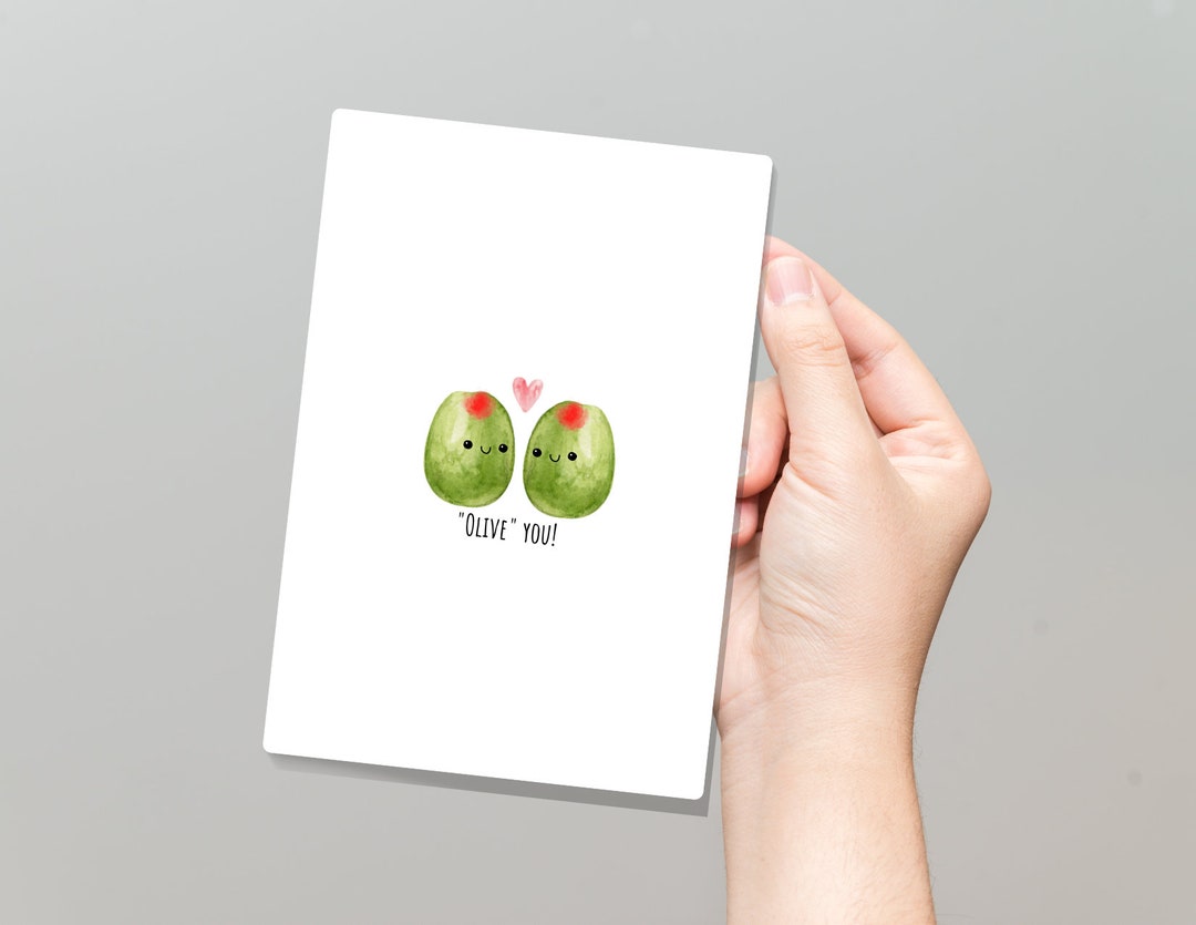 Olive You, Cute Olive Card, Cute Anniversary Card, Cute Valentine Card ...