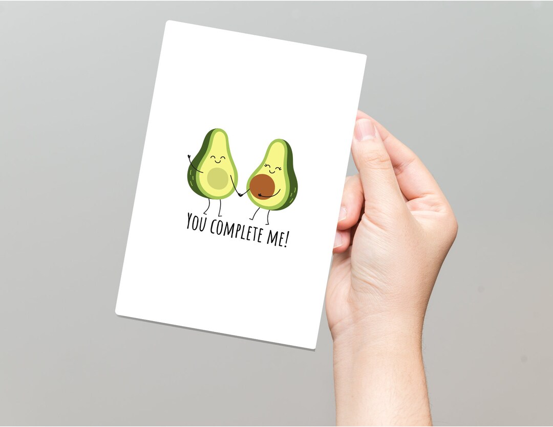You Complete Me Avocados, Anniversary Card, Cute Avocado Card, Funny ...