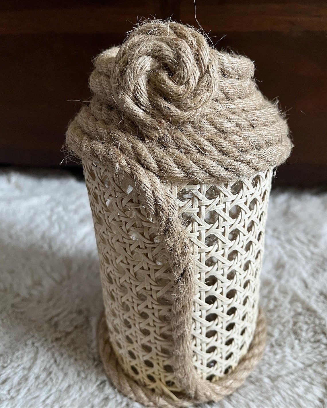 Cane and Jute Rope Upcycled Jar - Etsy