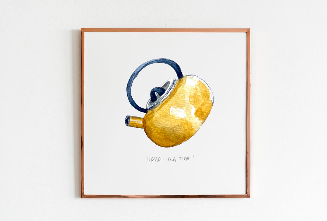 Watercolor Kettle Art Print: 5x5 Original Painting, Tea Lover Gift - Etsy