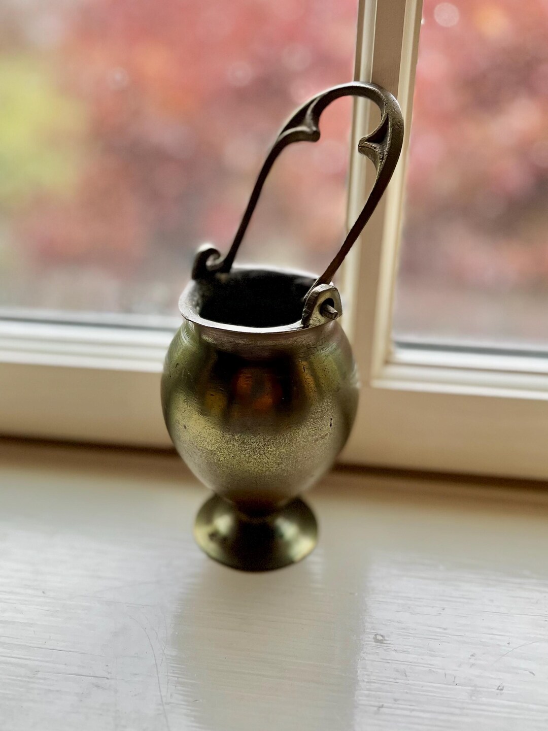 Antique Footed Hanging Basket or Pot With Detailed Gothic Handle in ...