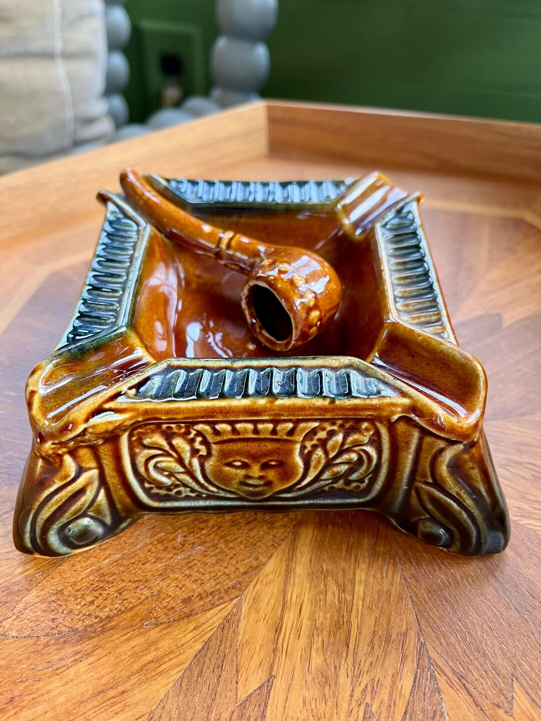 Vintage Pipe Ashtray Made in Brazil With Brazilian Mask Faces and ...