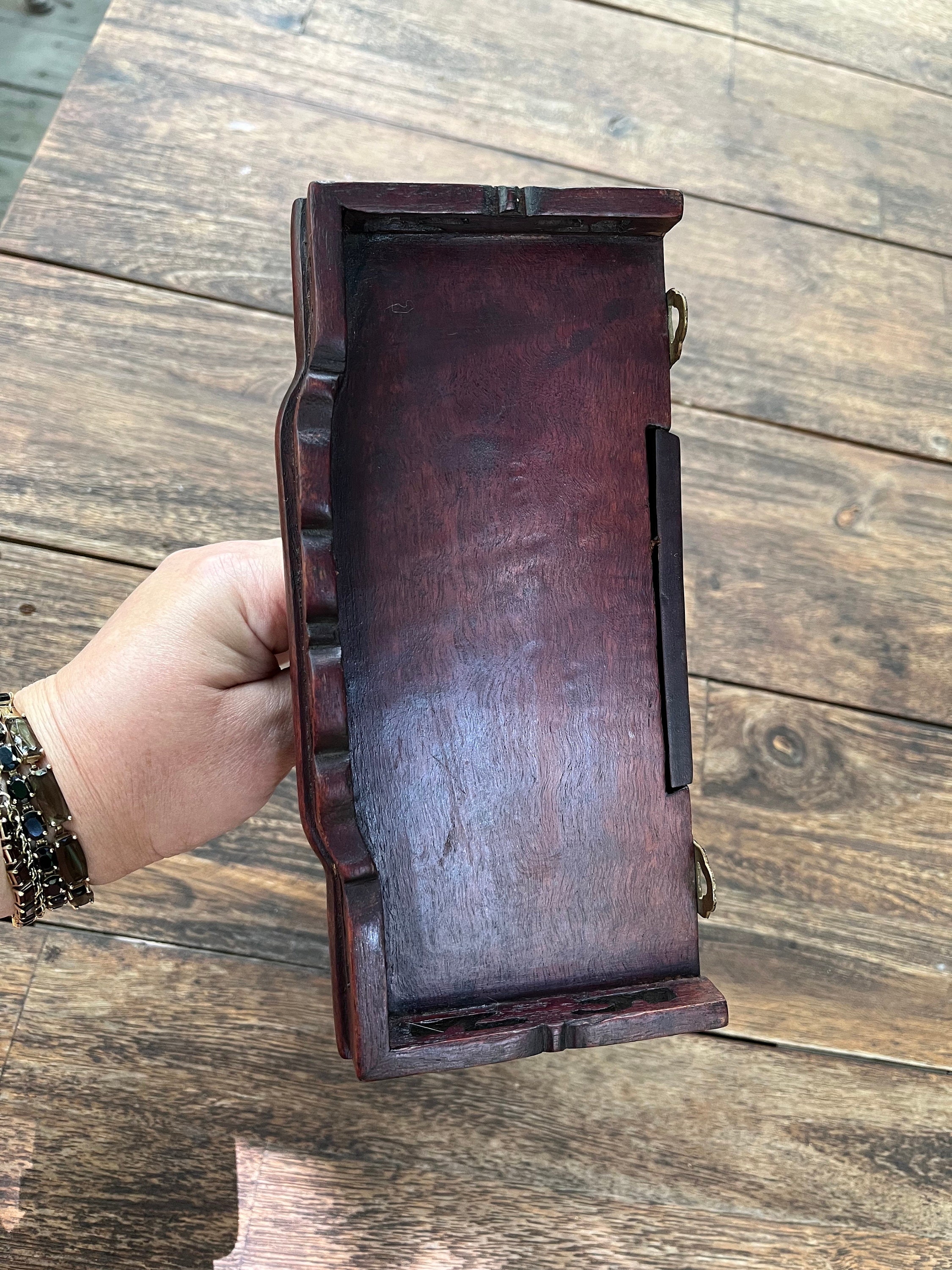 Elegant Carved Rosewood Chinese Wall Bracket Rectangular Shelf With ...