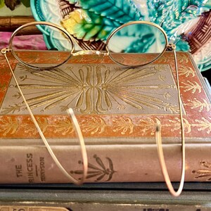 Antique Eyeglasses, Gold Wire Rimmed Round Spectacles With Metal Case ...