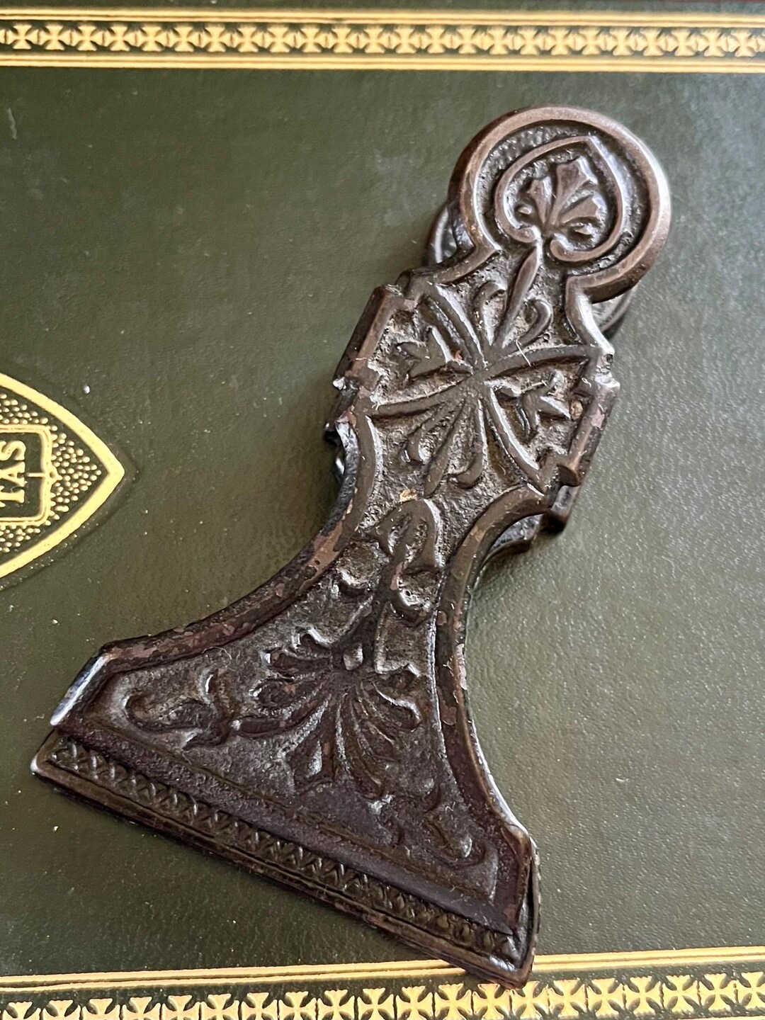 Highly Detailed Victorian Iron Paper Clip or Wall Hook, Black Eastlake ...