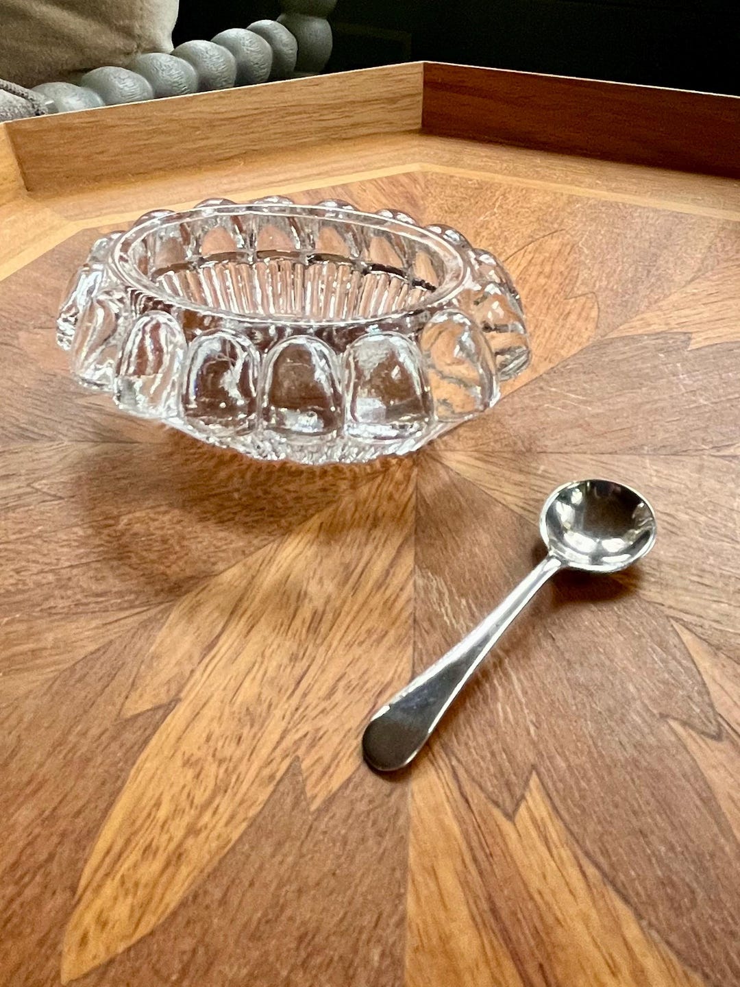 Antique Glass Master Salt Cellar, Oval With EPNS Silver Salt Spoon ...