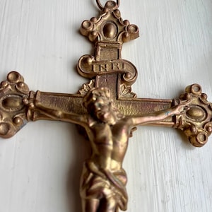 Antique Victorian Gilded Brass Crucifix Jesus Christ on an Ornate Gilt ...