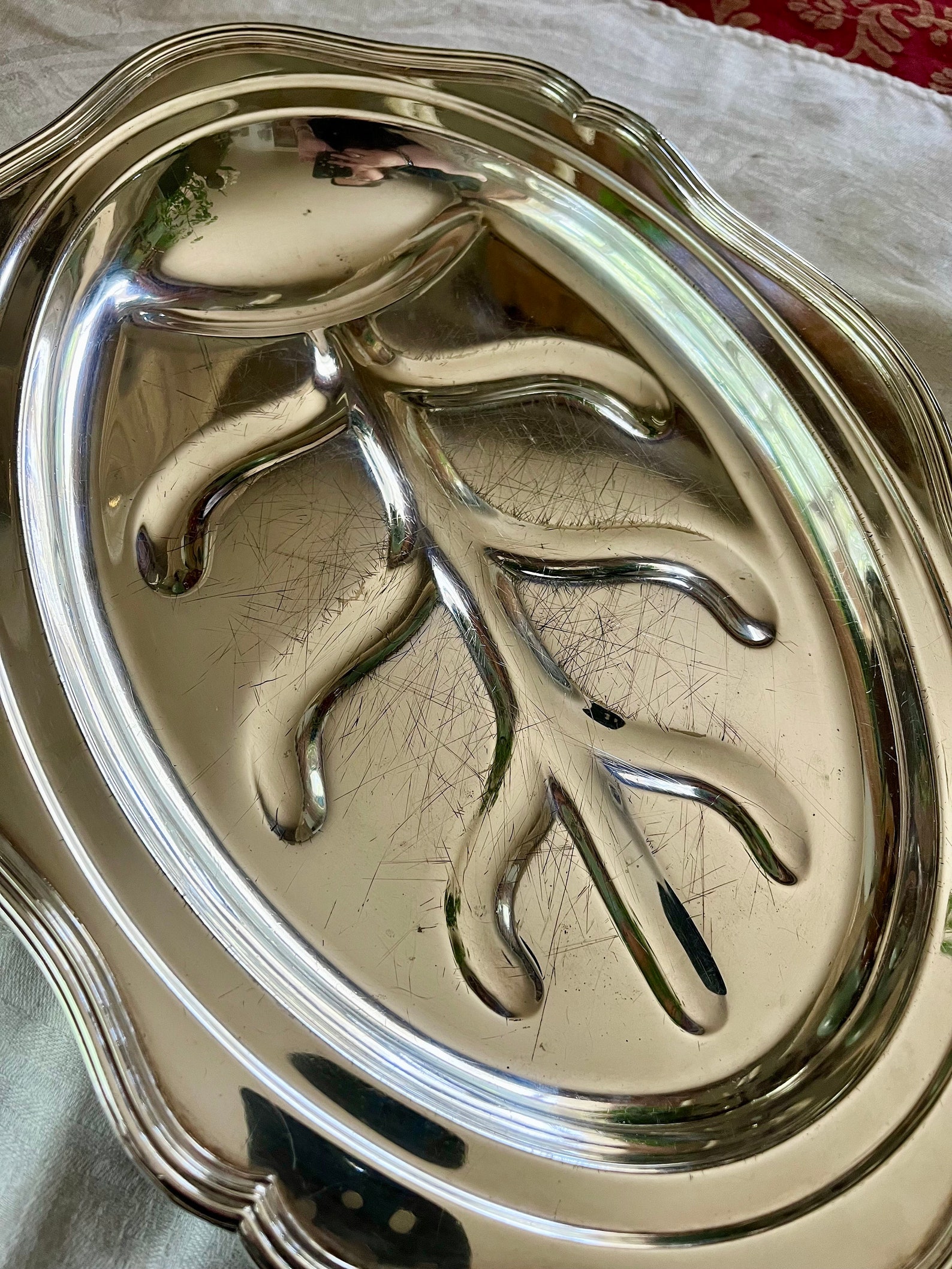 Antique Silver Meat Platter With 'tree of Life' Well and Sterling ...