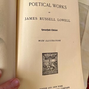 Antique Poetry Book “lowell’s Poems”, the Poetical Works of James ...
