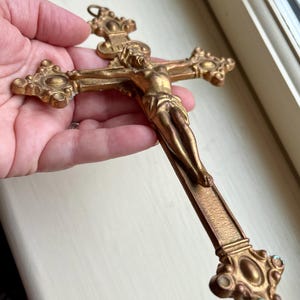 Antique Victorian Gilded Brass Crucifix Jesus Christ on an Ornate Gilt ...