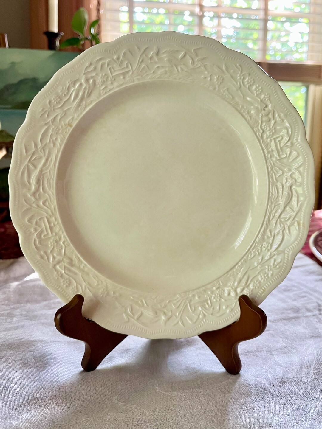 Antique Creamware Dinner Plates Lot of Four With Embossed and Scalloped ...
