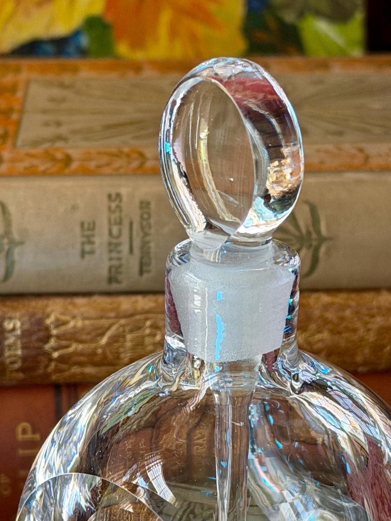 Vintage Crystal Perfume Bottle With Dauber, French Style Etched Cherub ...