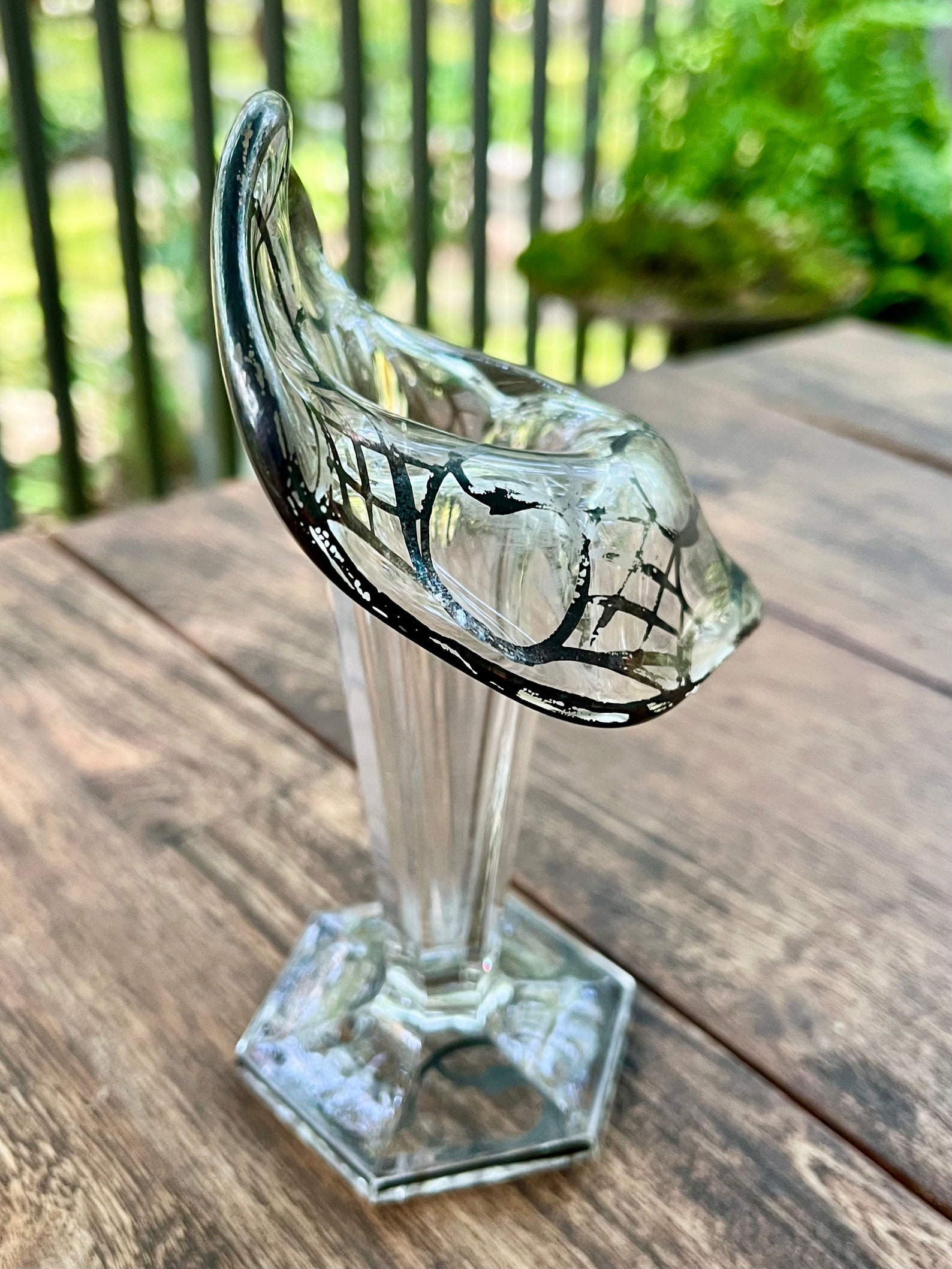 Antique Sterling Silver Overlay Glass Vase: Art Nouveau Jack-in-the ...