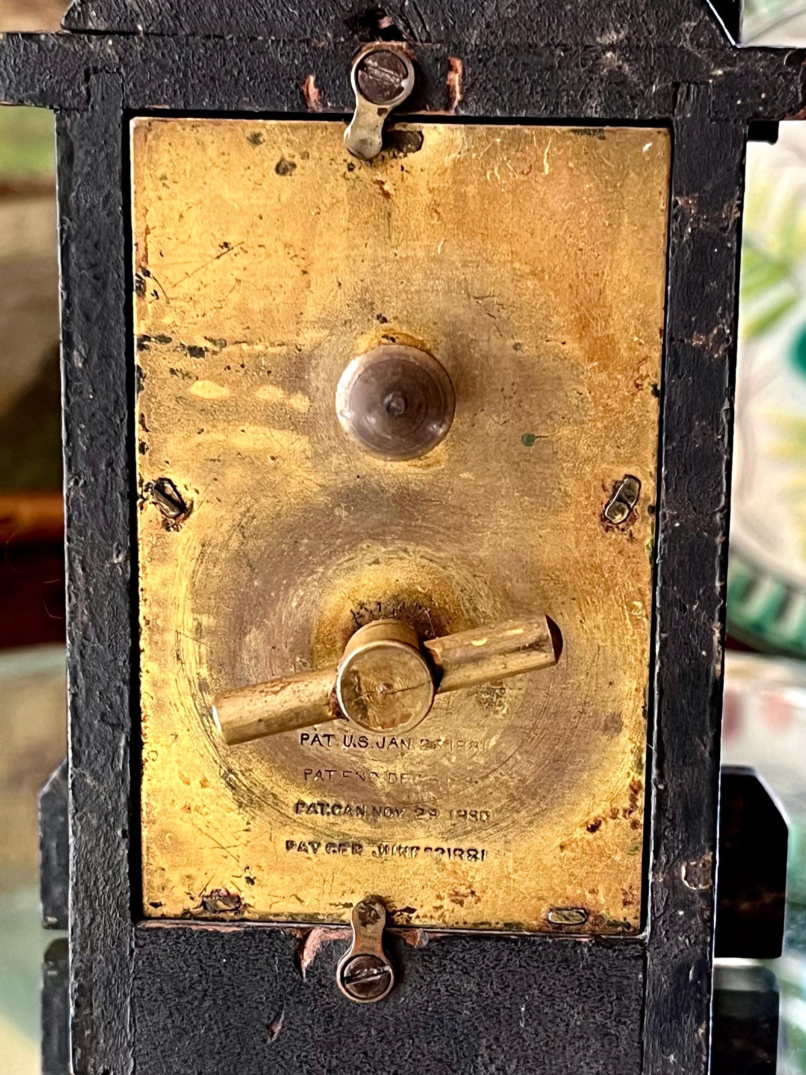 Antique Steeple Clock, Miniature Handpainted Black Marbleized Wood With ...