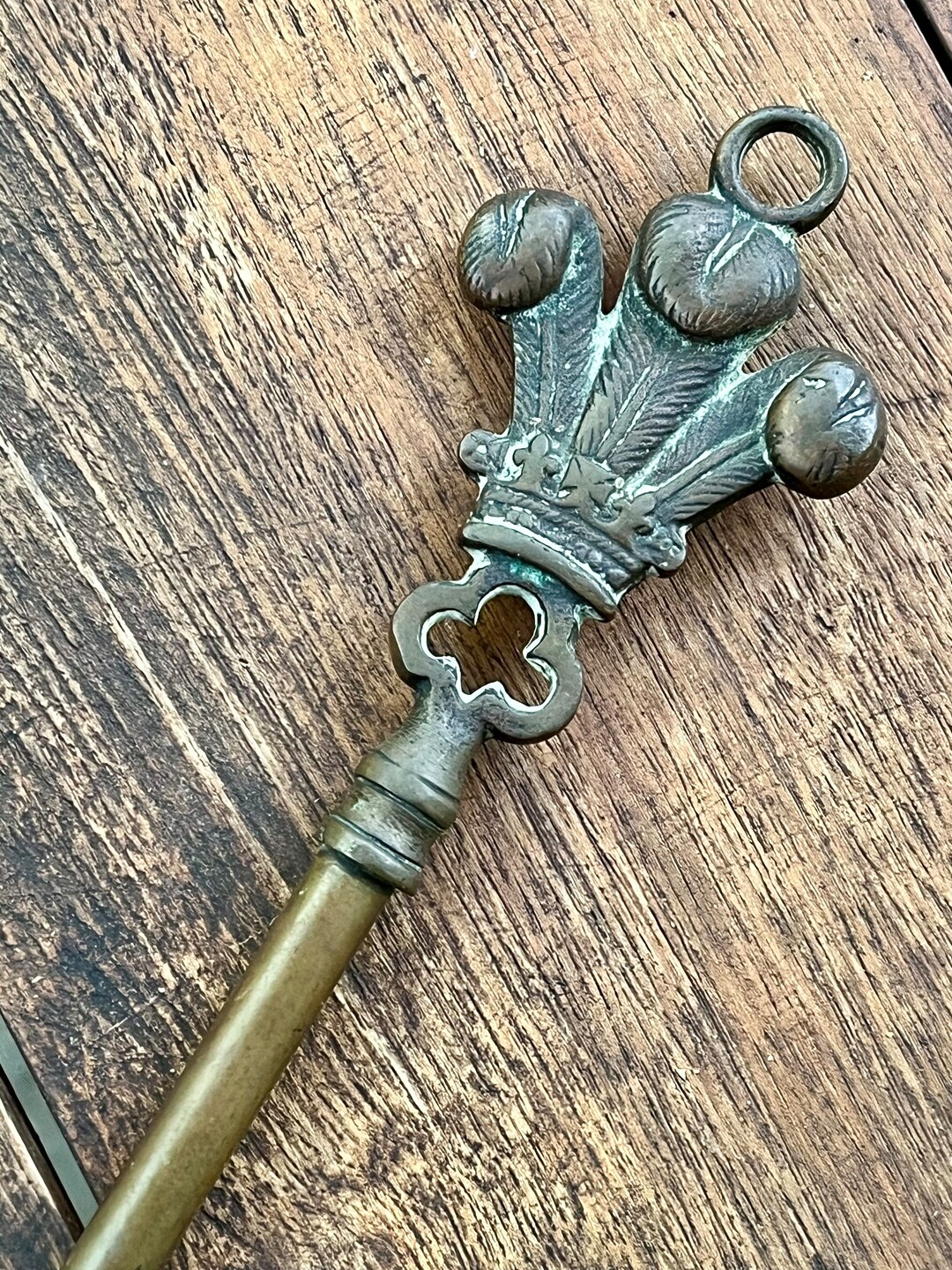 Antique Brass Toasting Roasting Fork, Prince of Wales Feathers & Knight ...