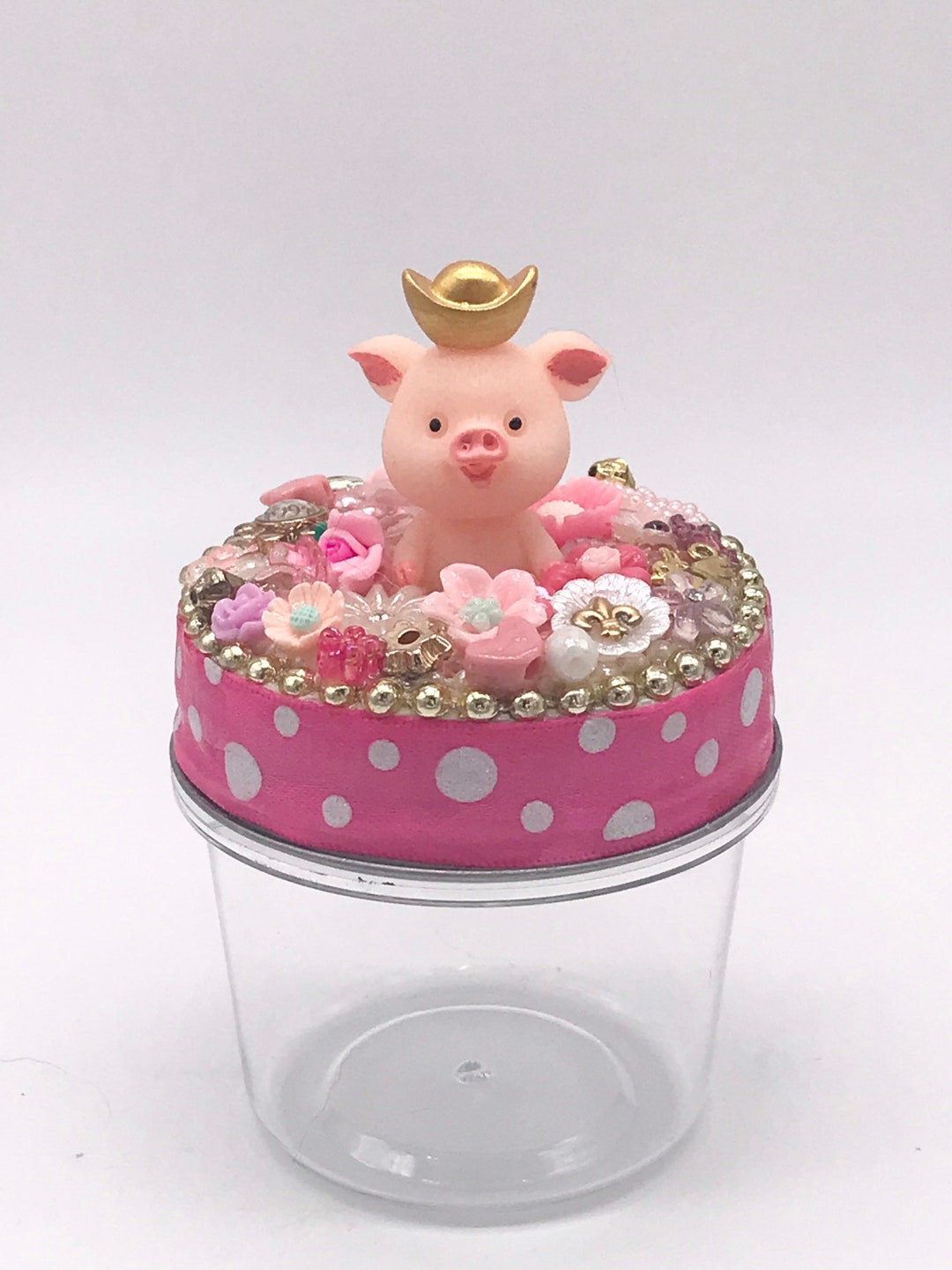 Assemblage Art Jar - Pigs - Etsy