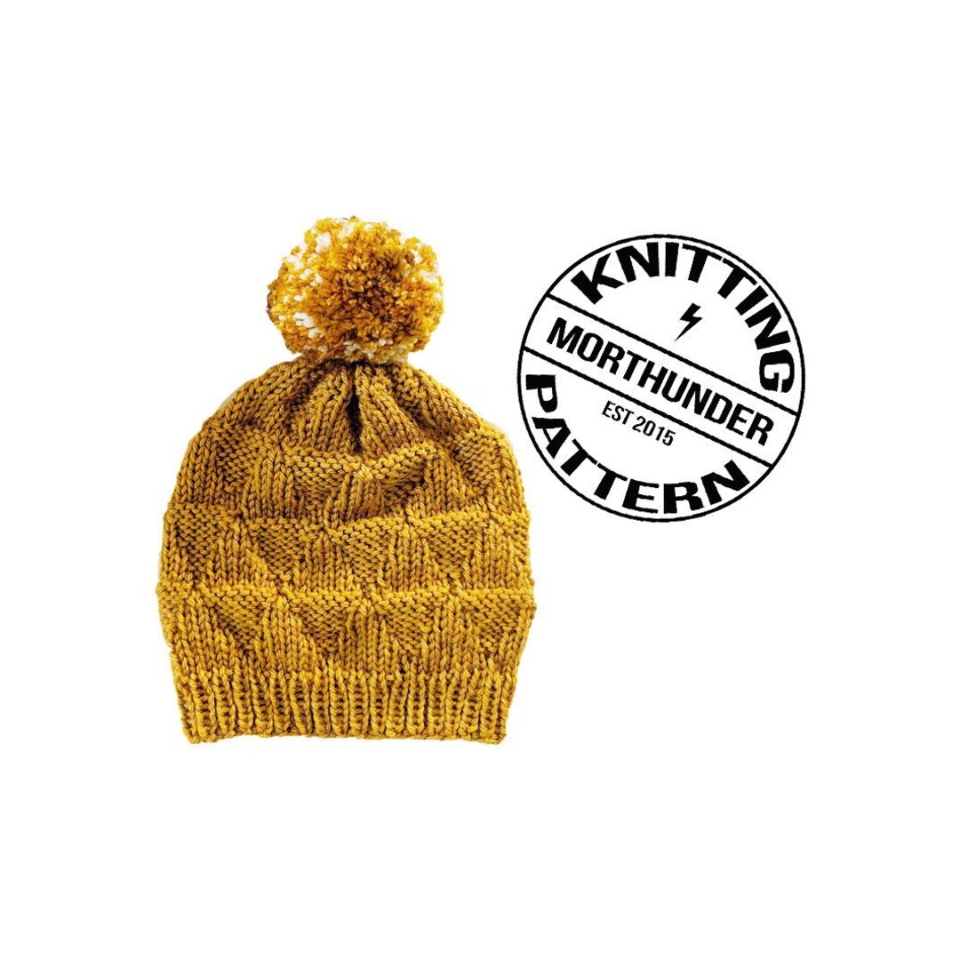 Fantastic Textured Triangles Knitting Beanie Pattern by Morthunder - Etsy