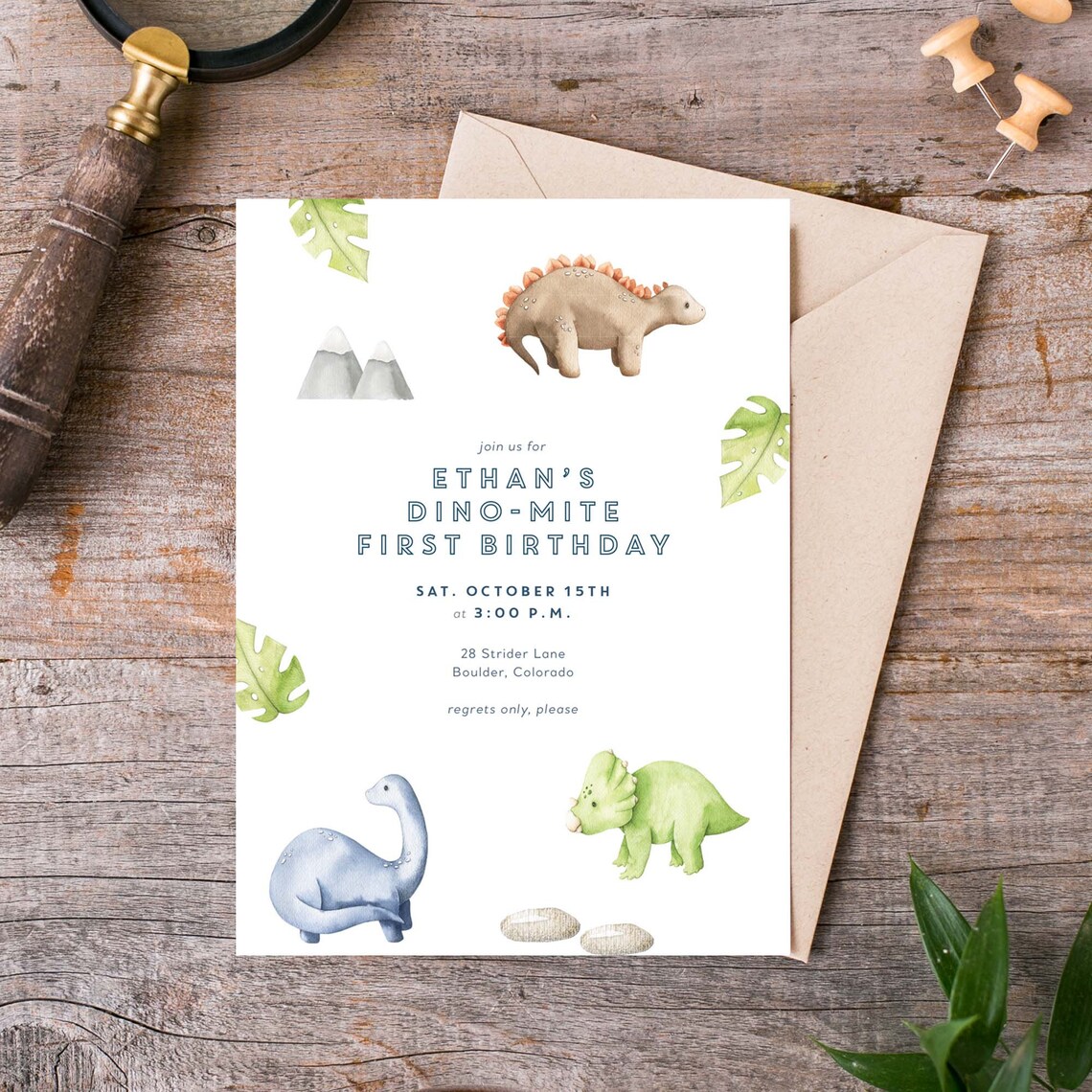 Dinosaur Birthday Invitation Dino-mite Simple Kids Birthday - Etsy